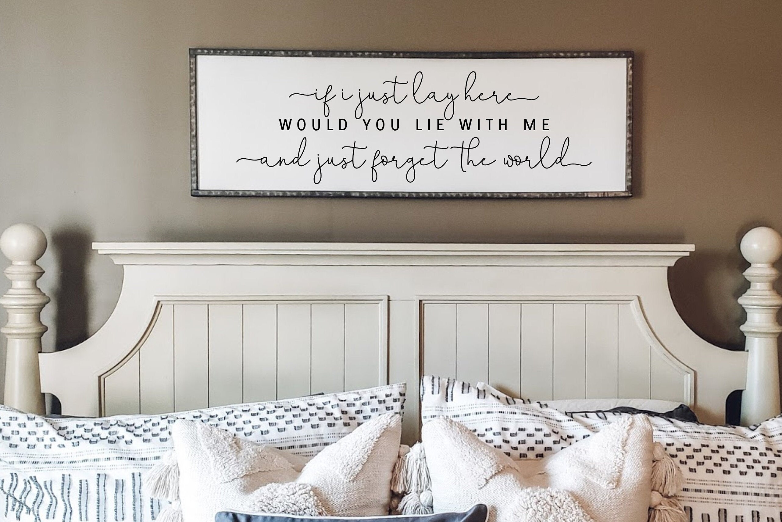 Home & Living Farmhouse Bedroom Wall Decor Framed Wooden Sign Above Bed ...