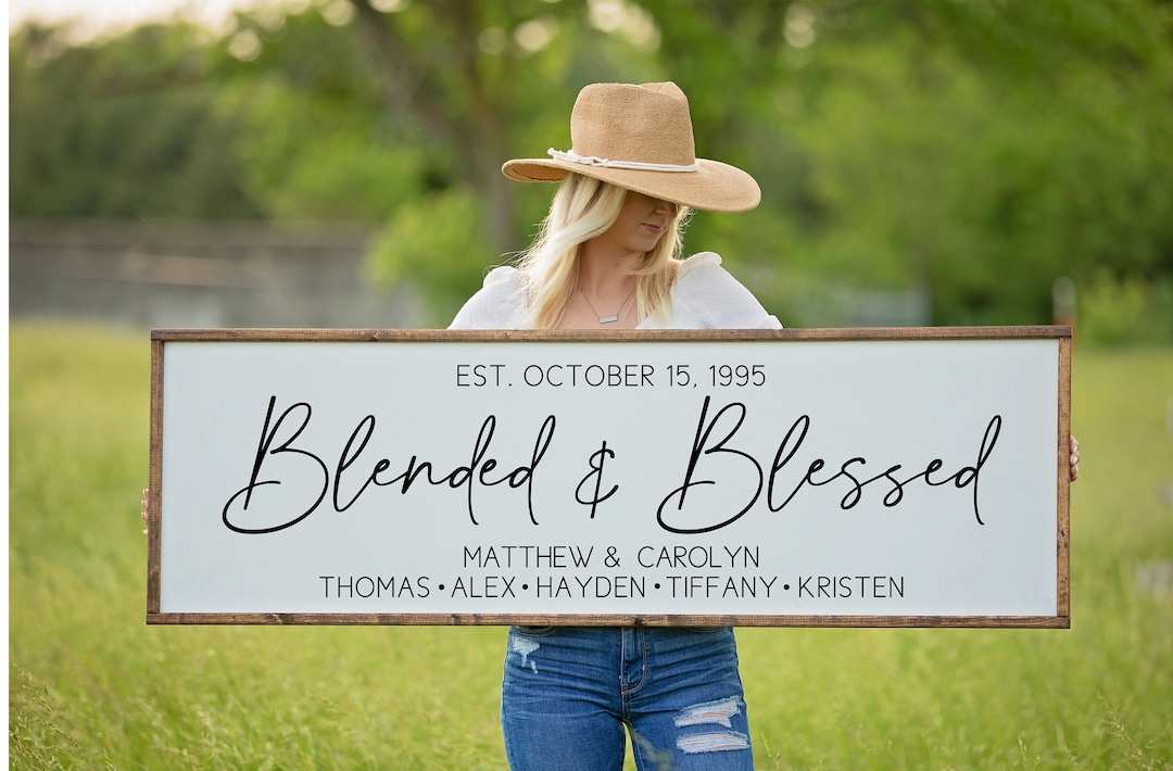 Blended and Blessed Family Sign, Family Name Sign, Blended Family ...