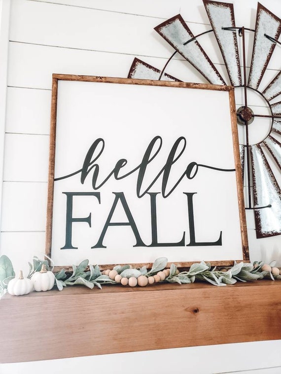 Hello Fall Sign Wood Sign Fall Sign Hello Fall Fall Decor - Etsy