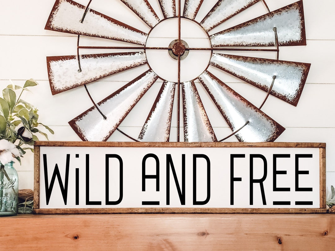 Wild and Free Wood Sign, Framed Wooden Signs, Bohemian Style Wall Art ...