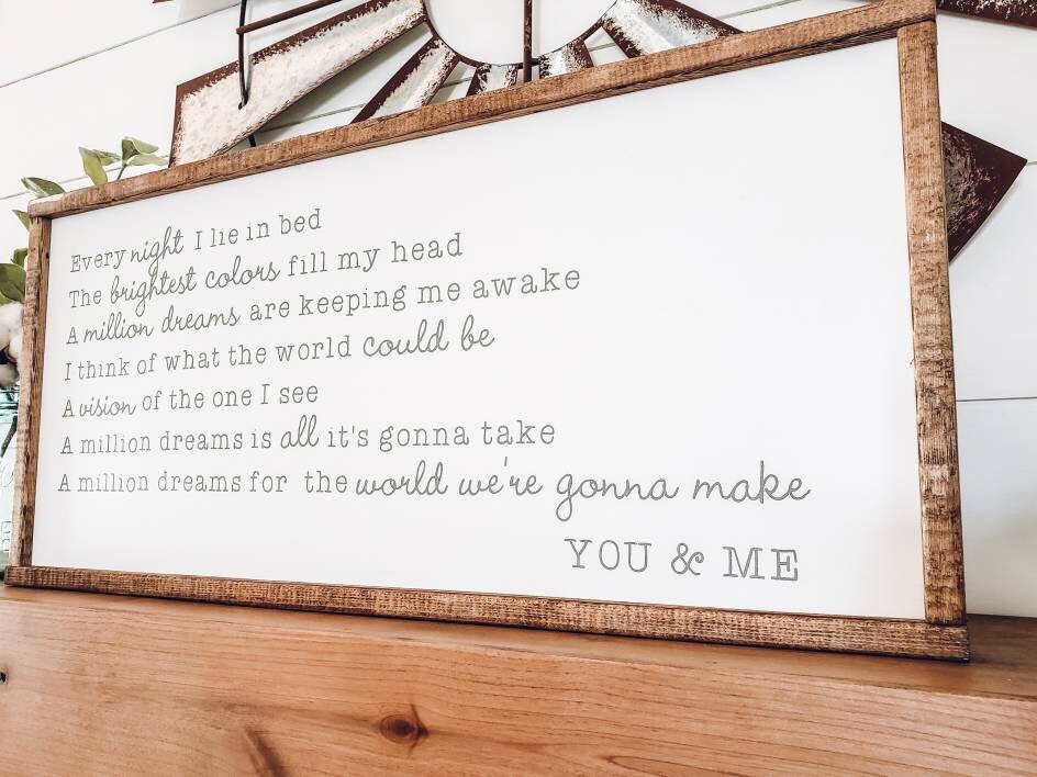 A Million Dreams Sign the Greatest Showman Sign Pink Lyrics - Etsy