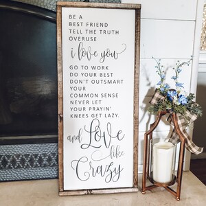 Love Like Crazy Sign, Framed Wood Sign, Bedroom Wall Art, Wedding Gift ...