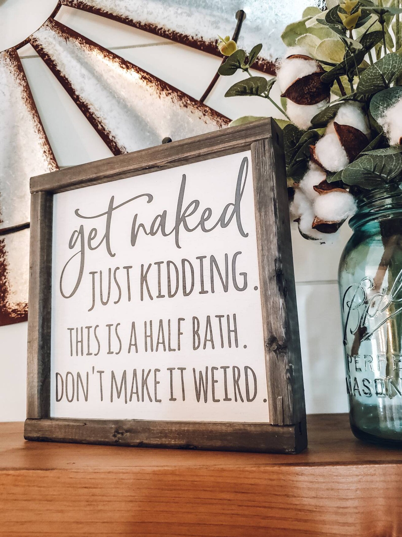 Get Naked Sign Half Bath Sign Wood Sign Bathroom Wall | Etsy