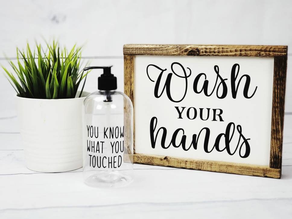 Wash Your Hands Sign, Bathroom Sign, Farmhouse Sign, Wood Sign, Funny ...