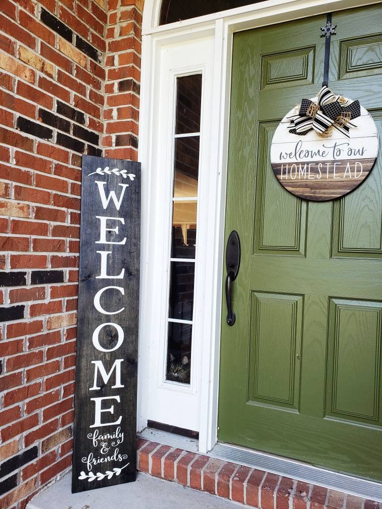 Welcome Sign Porch Sign Front Door Welcome Sign Leaning | Etsy