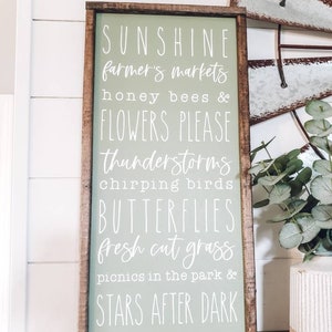 Spring Sign, Spring Favorite Things Sign, Spring Words List Sign ...