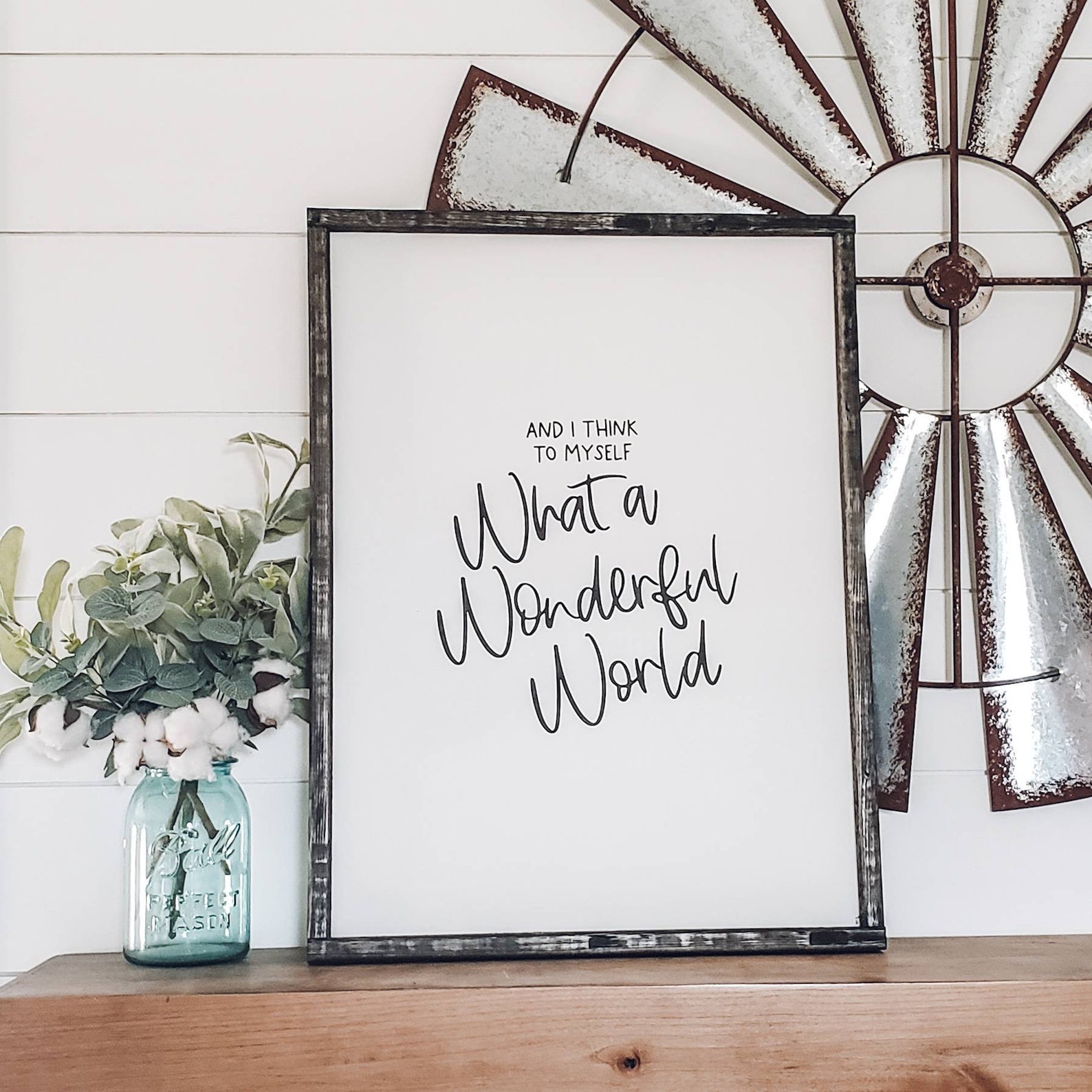 What a Wonderful World Sign Framed Wood Sign Farmhouse Wall - Etsy
