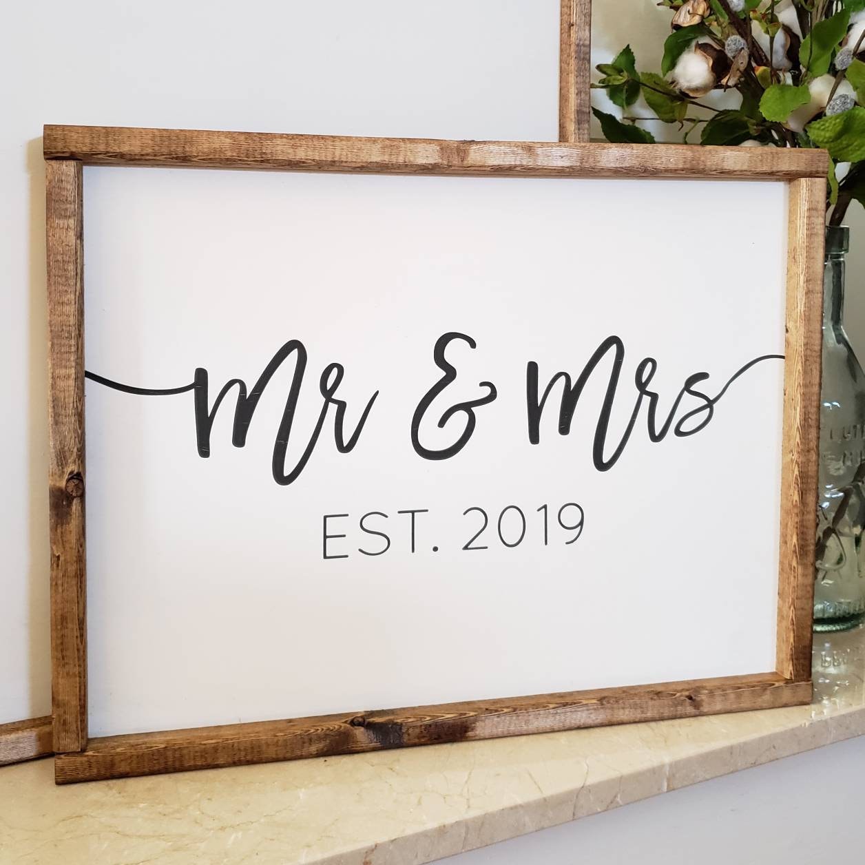 Mr and Mrs Sign Mr and Mrs Wood Sign Established Date Sign | Etsy