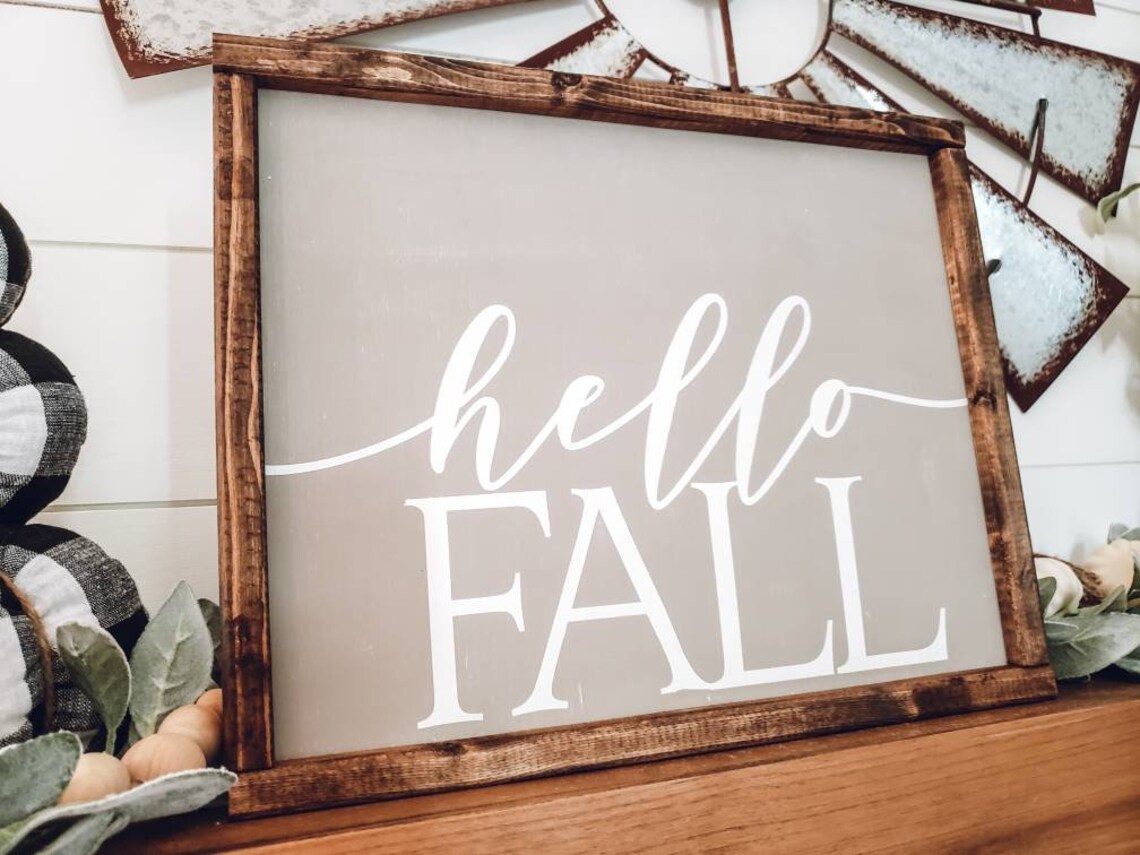 Hello Fall Sign Wood Sign Fall Sign Hello Fall Fall Decor | Etsy