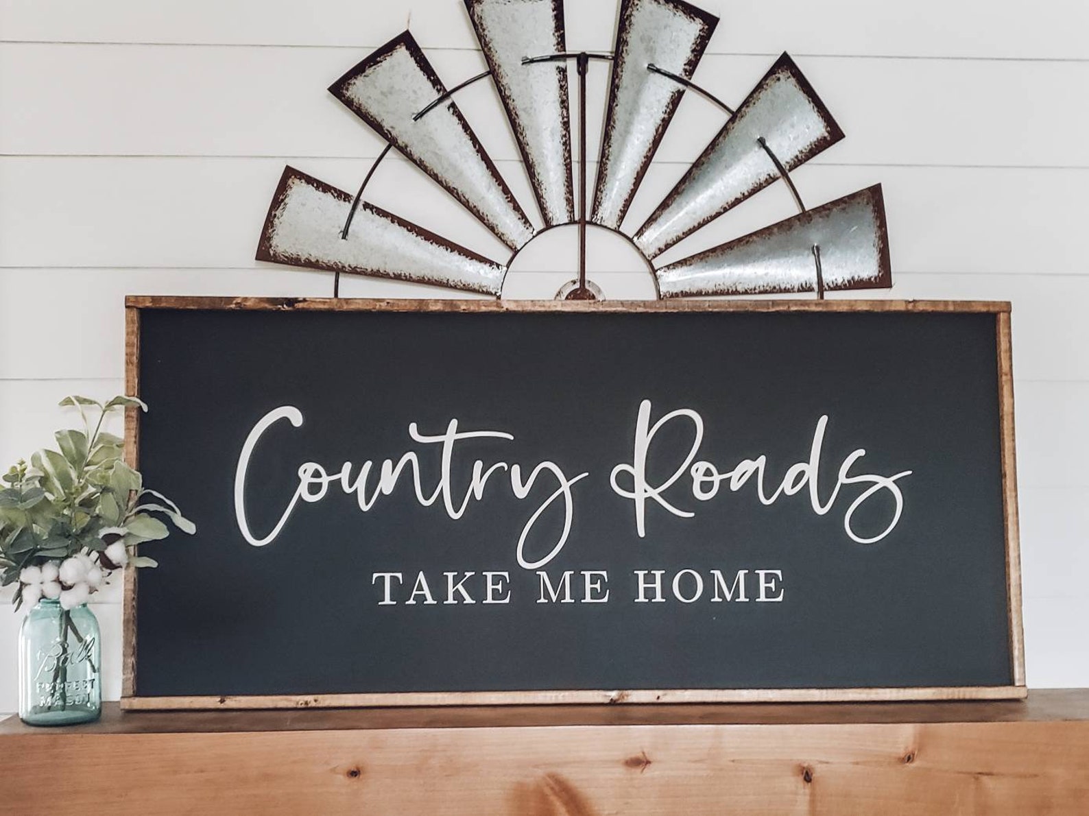 Country Roads Take Me Home Sign Framed Wood Sign Family Room | Etsy