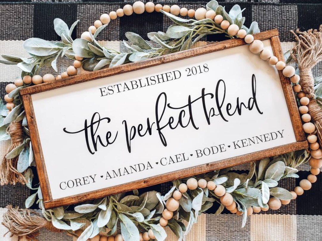 The Perfect Blend Wood Sign, Established Date Sign, Personalized Family ...