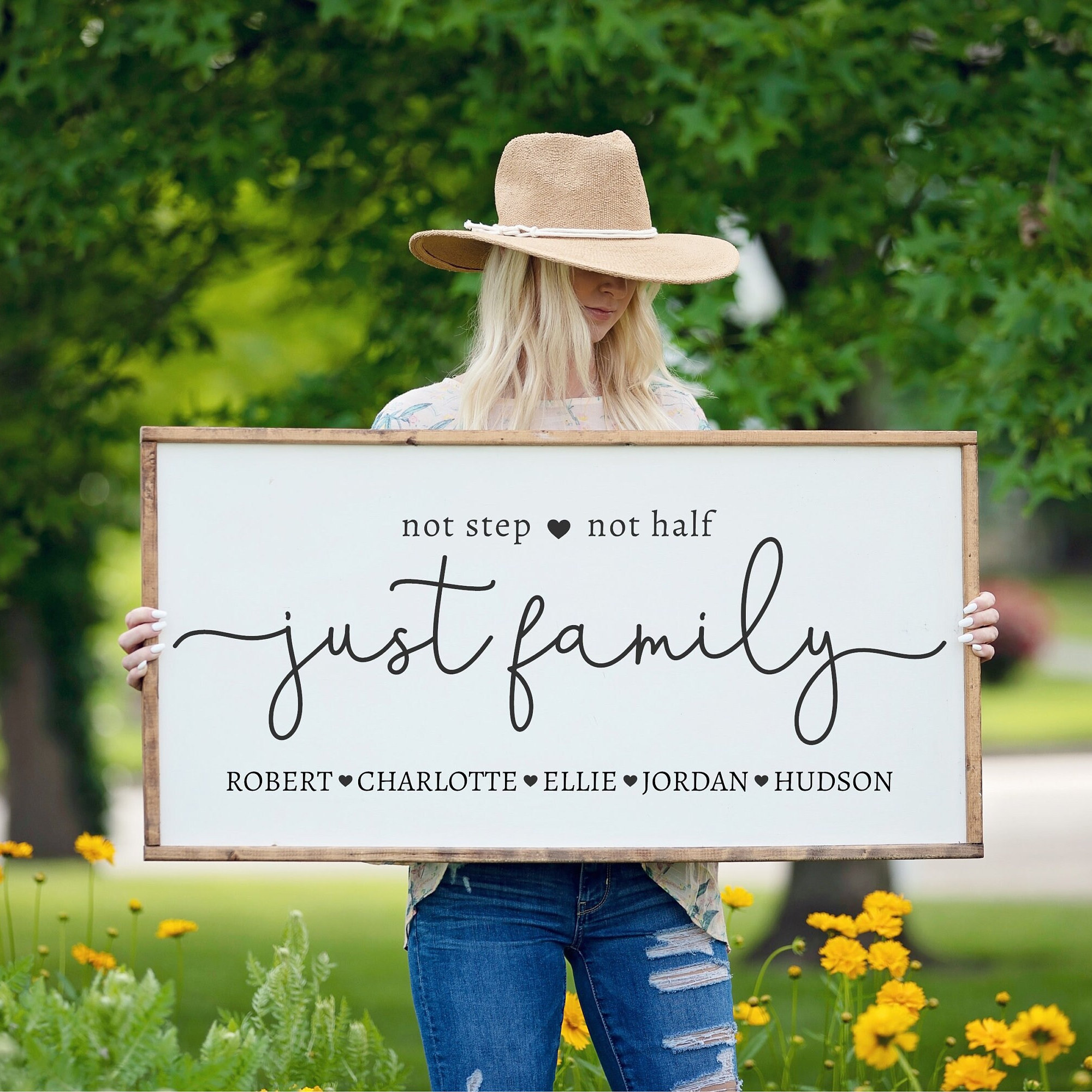 Not Step Not Half Wood Sign, Just Family Framed Sign, Blended Family ...