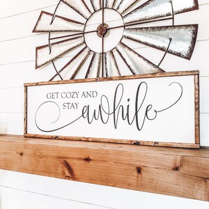 Get Cozy and Stay Awhile Sign, Living Room Wall Decor, Housewarming ...