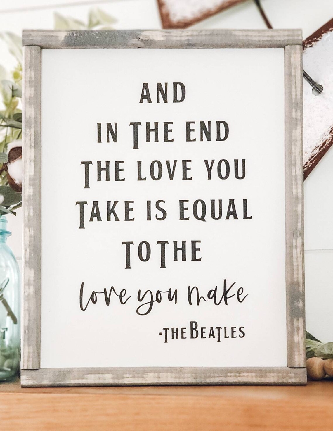 Beatles Wood Sign in the End Lyrics Framed Wood Sign - Etsy