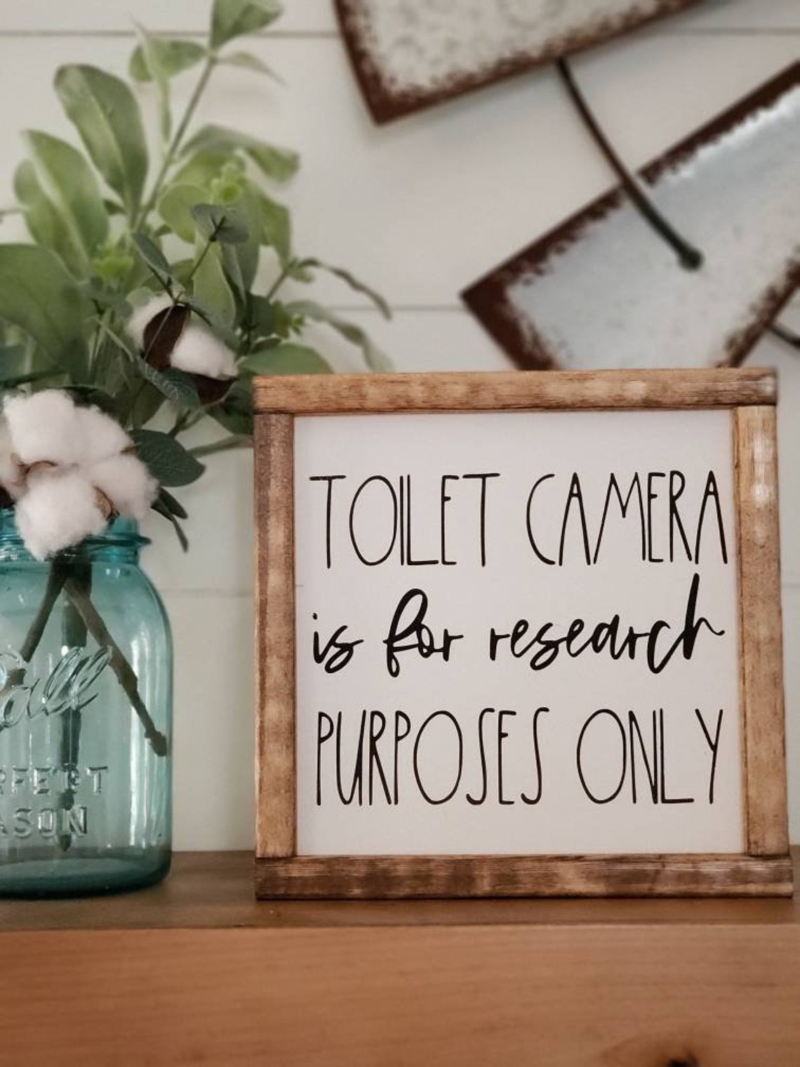 Bathroom Sign, Toilet Camera is for Research, Wood Sign, Bathroom Wall ...
