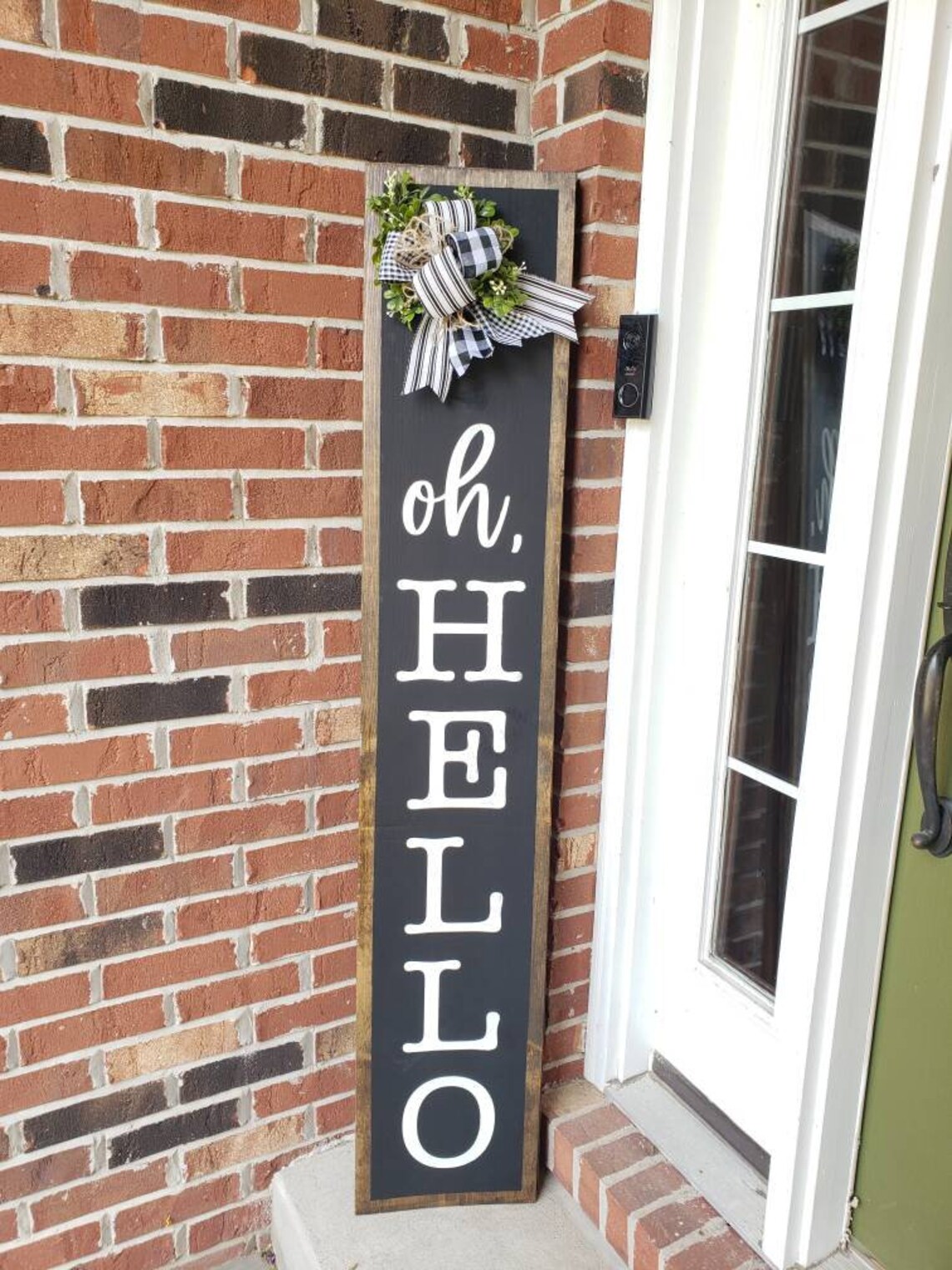 Oh Hello Porch Sign Front Door Sign Tall Leaning Porch Sign - Etsy