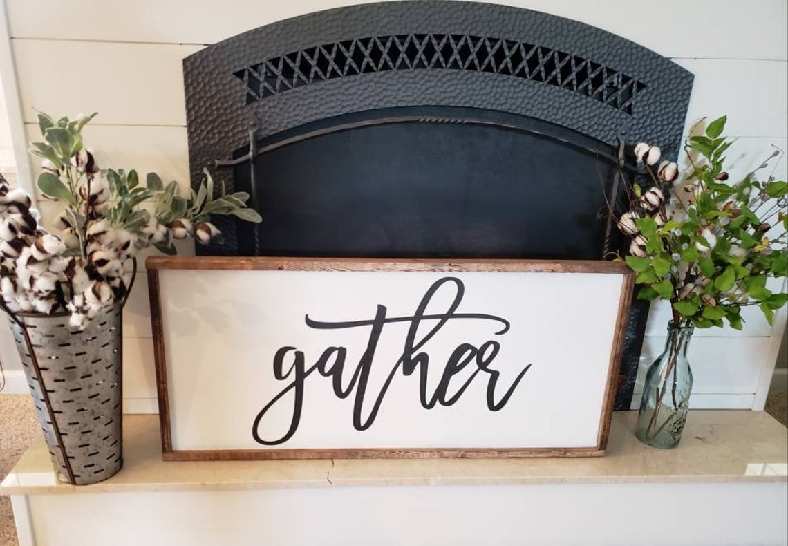 Large Gather Sign Wood Sign Gather Sign Farmhouse Sign - Etsy