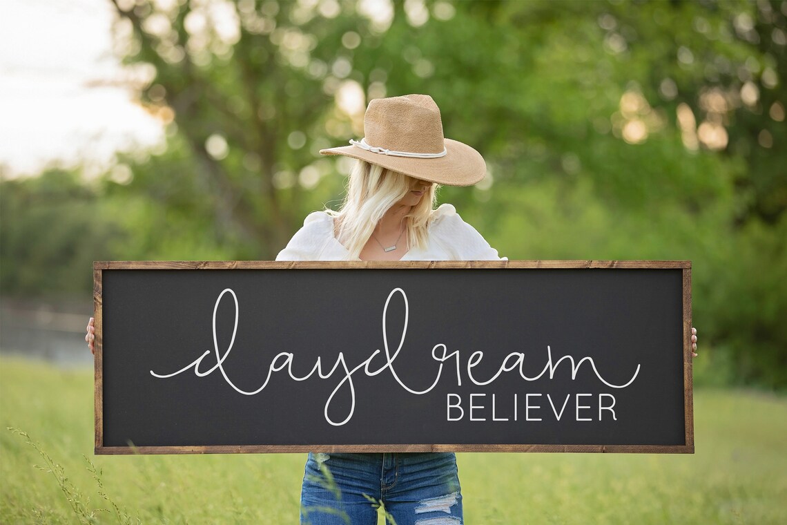 Daydream Believer Sign Framed Wood Sign Above Bed Sign - Etsy