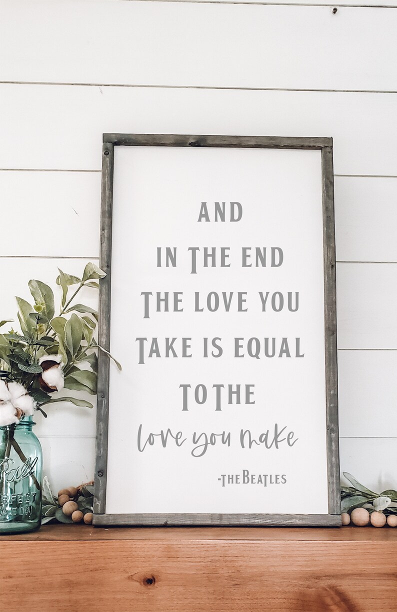Beatles Wood Sign in the End Lyrics Framed Wood Sign - Etsy