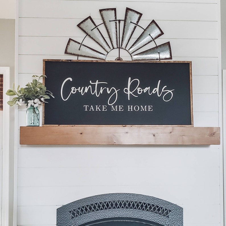 Country Roads Take Me Home Sign Framed Wood Sign Family Room | Etsy