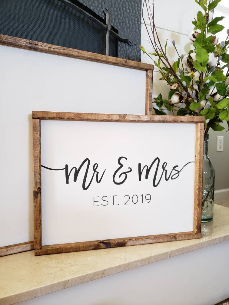 Mr and Mrs Sign Mr and Mrs Wood Sign Established Date Sign | Etsy