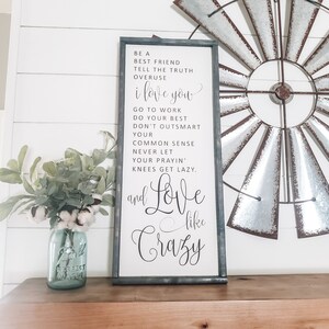 Love Like Crazy Sign, Framed Wood Sign, Bedroom Wall Art, Wedding Gift ...