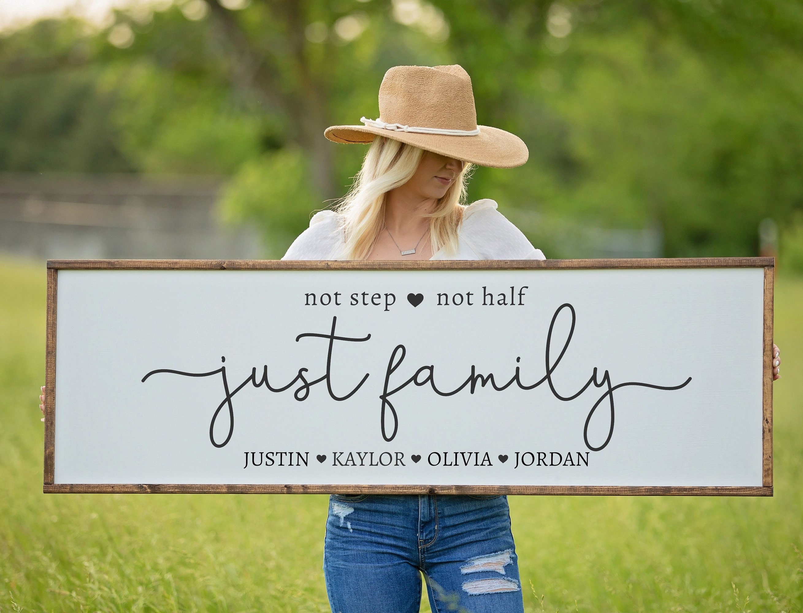 Not Step Not Half Wood Sign, Just Family Framed Sign, Blended Family ...