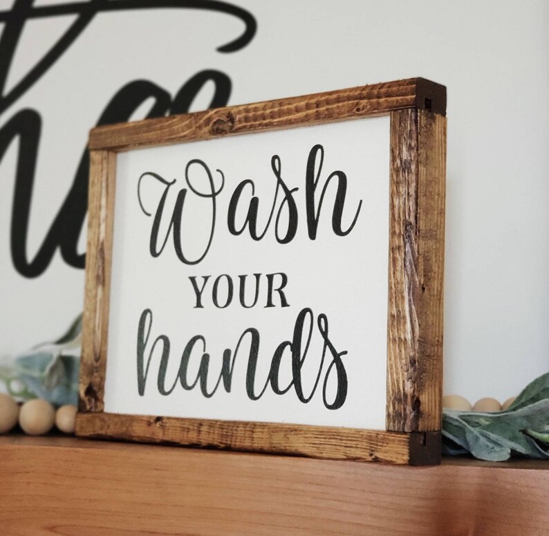 Wash Your Hands Sign Bathroom Sign Farmhouse Sign Wood - Etsy