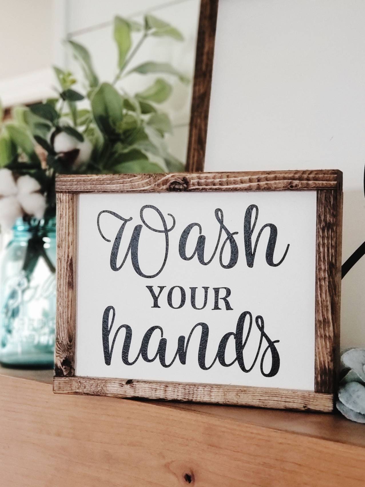 Wash Your Hands Sign Bathroom Sign Farmhouse Sign Wood | Etsy