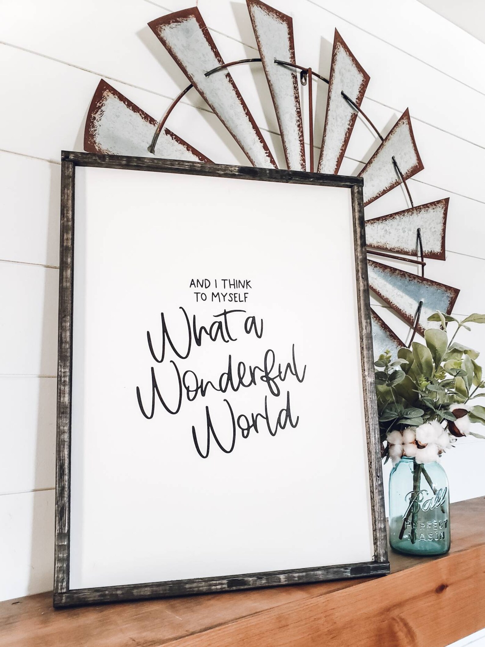 What a Wonderful World Sign Framed Wood Sign Farmhouse Wall - Etsy