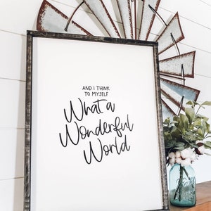 What a Wonderful World Sign, Framed Wood Sign, Farmhouse Wall Decor ...
