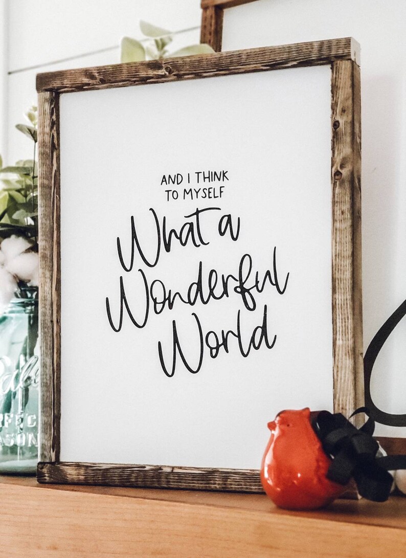 What a Wonderful World Sign Framed Wood Sign Farmhouse Wall - Etsy