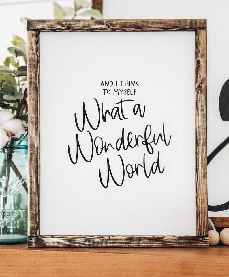 What a Wonderful World Sign Framed Wood Sign Farmhouse Wall - Etsy