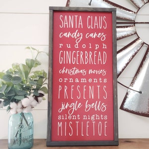 Christmas Sign, Christmas Favorites Sign, Christmas Words List Sign ...