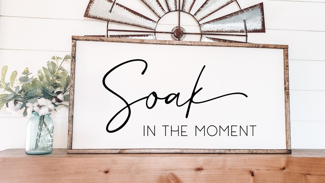 Bathroom Sign, Soak in the Moment Sign, Bathroom Wall Decor, Framed ...