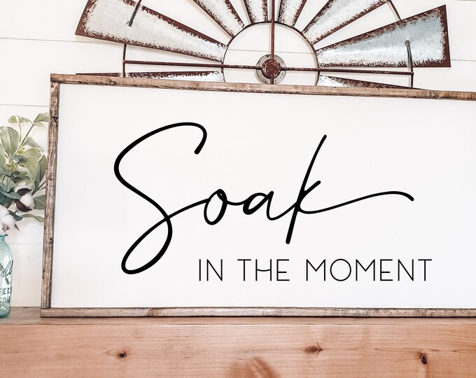 Bathroom Sign, Soak in the Moment Sign, Bathroom Wall Decor, Framed ...