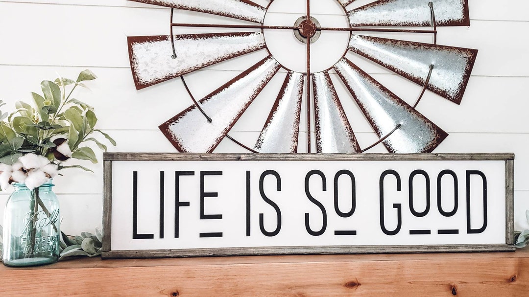 Life is so Good Wood Sign, Framed Wooden Signs, Porch Sign, Patio Sign ...