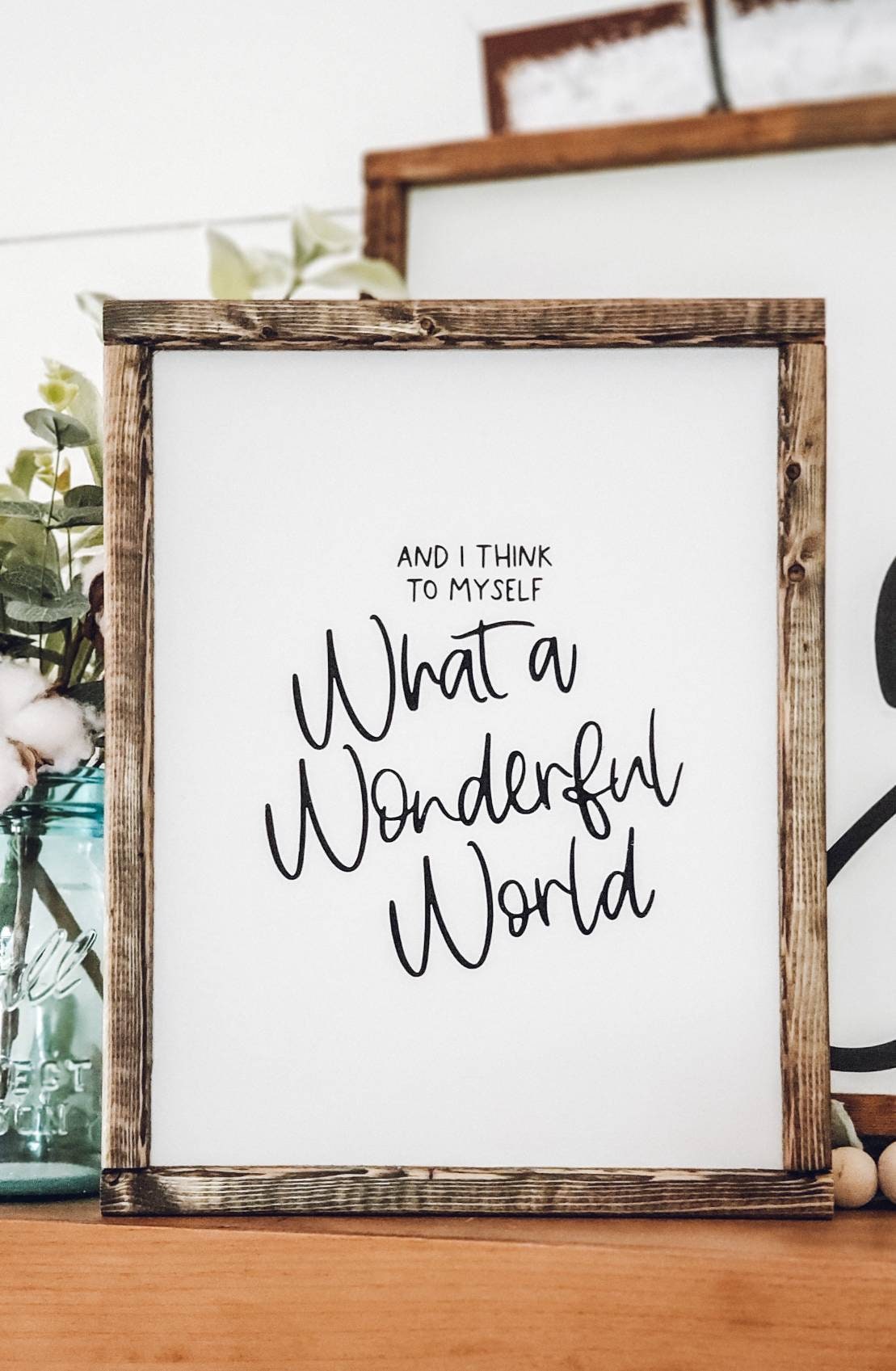 What a Wonderful World Sign Framed Wood Sign Farmhouse Wall - Etsy