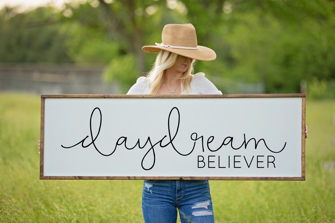 Daydream Believer Sign, Framed Wood Sign, Above Bed Sign, Bedroom Wall ...