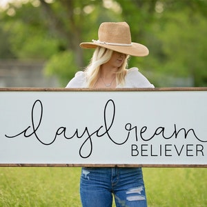 Daydream Believer Sign, Framed Wood Sign, Above Bed Sign, Bedroom Wall ...