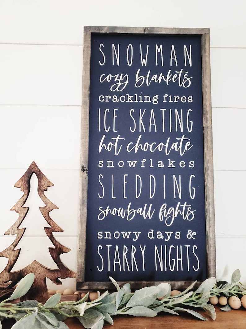 Winter Sign Winter Favorites Sign Winter Words List Sign | Etsy