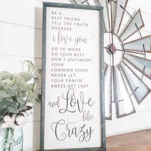 Love Like Crazy Sign, Framed Wood Sign, Bedroom Wall Art, Wedding Gift ...