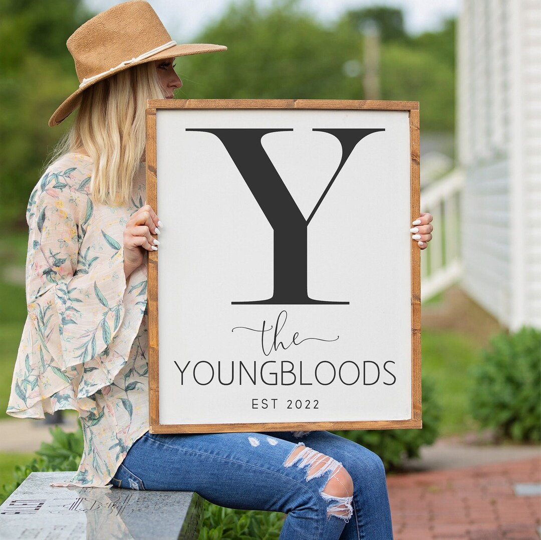 Last Name Initial Sign, Family Established Sign, Family Name Sign, Wood ...