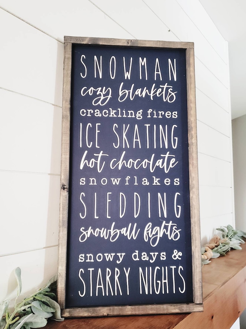 Winter Sign Winter Favorites Sign Winter Words List Sign | Etsy