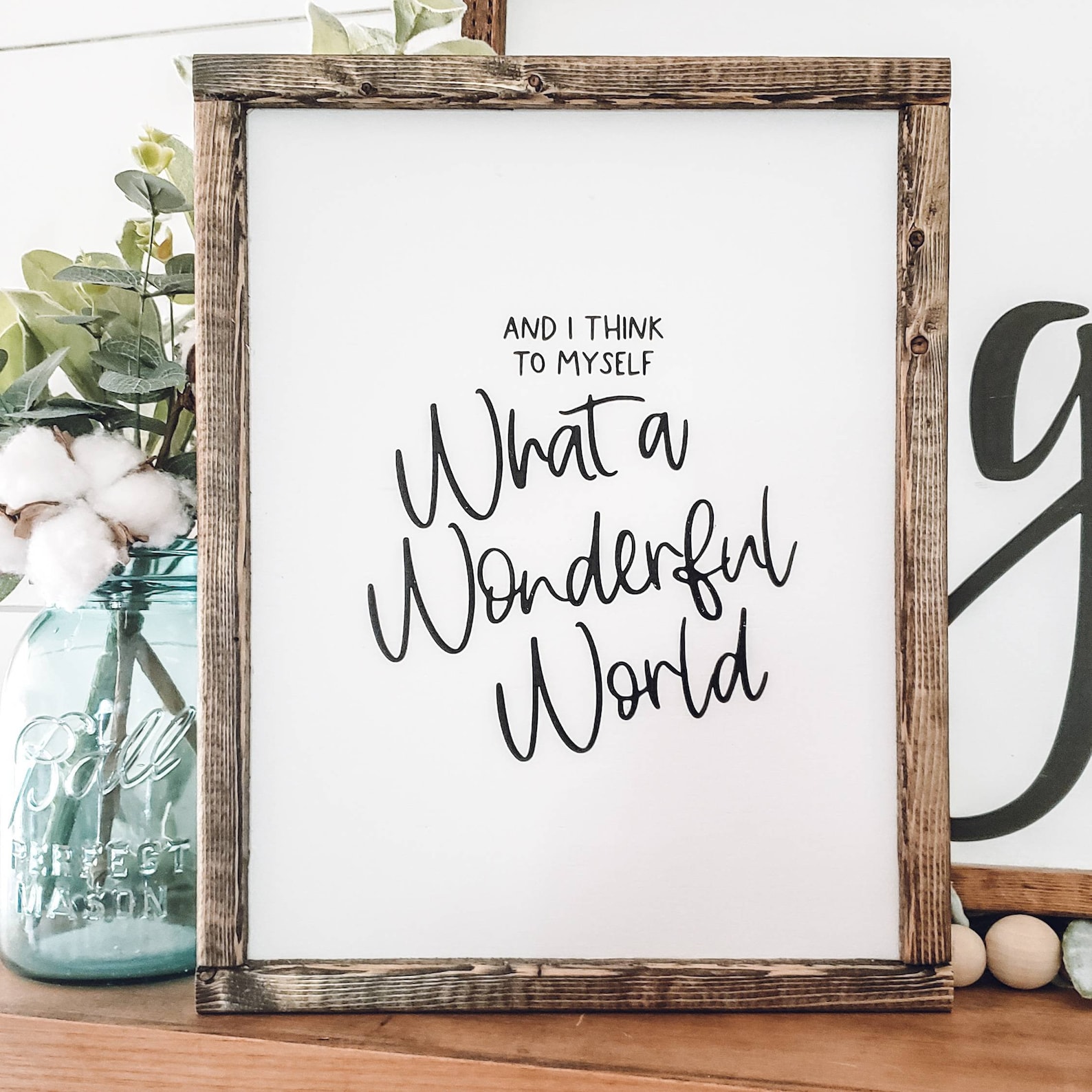 What a Wonderful World Sign Framed Wood Sign Farmhouse Wall - Etsy