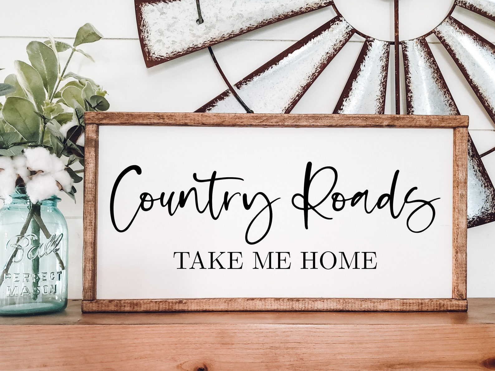 Country Roads Take Me Home Sign Framed Wood Sign Family Room - Etsy