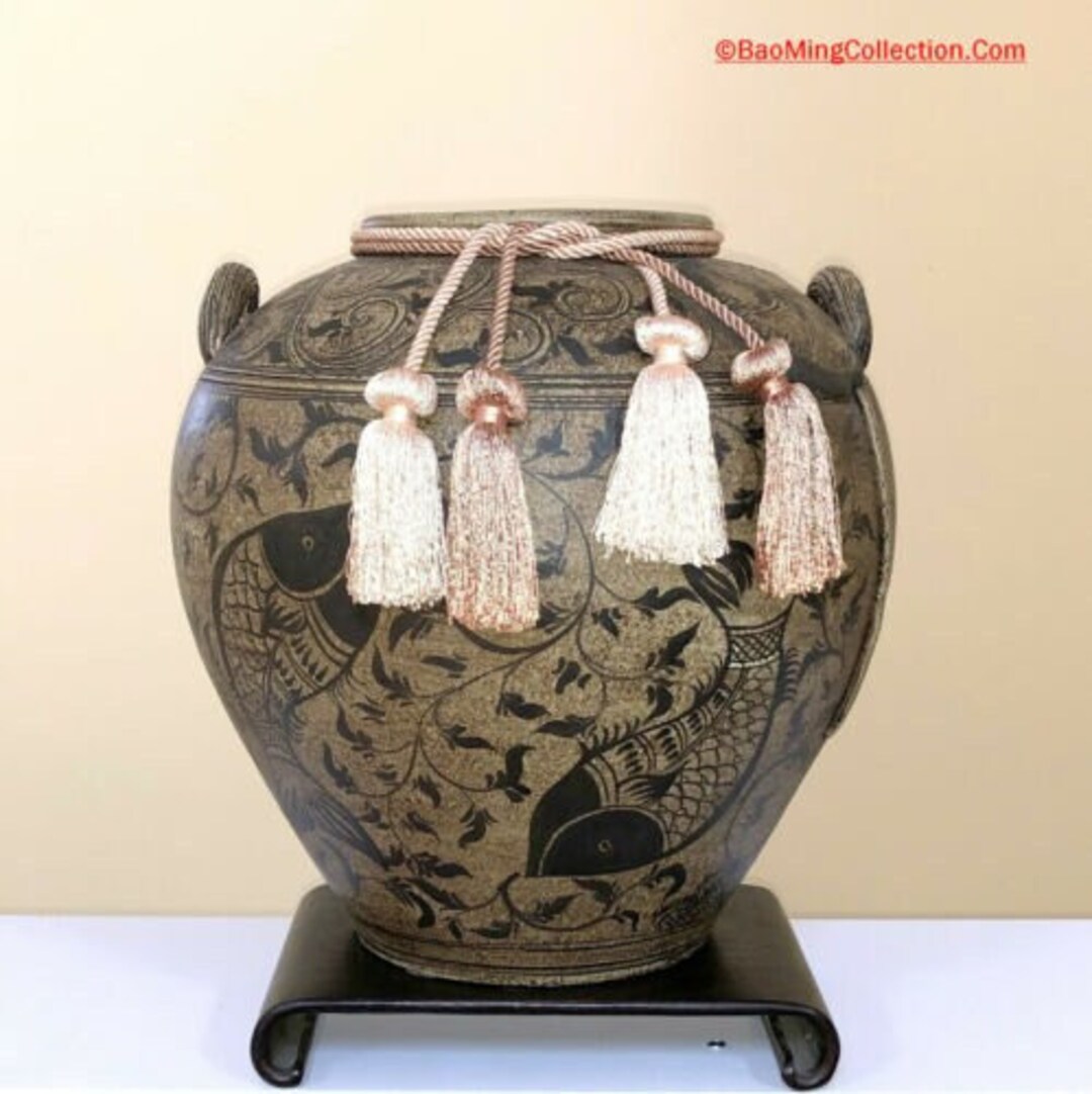 Korean High Fired Onggi Stoneware Pottery Twin Fishes Jar - Etsy
