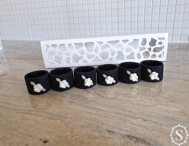 Handmade Black Napkin Rings, Set of Six Rings, Table Decor, Cardboard ...