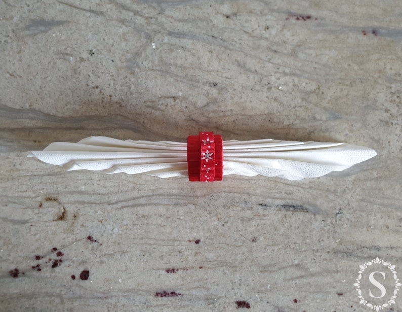 Christmas Handmade Red Napkin Rings, New Year Napkin Rings, Set of Six ...
