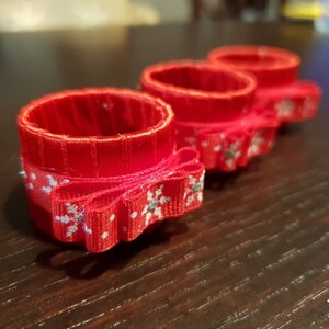 Christmas Handmade Red Napkin Rings, New Year Napkin Rings, Set of Six ...